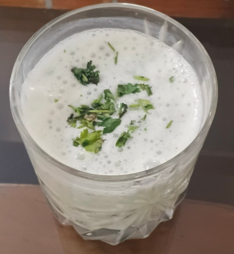 Onion Coriander Salted Summer Drink (Chaach with onion) – Nidhika’s Recipe